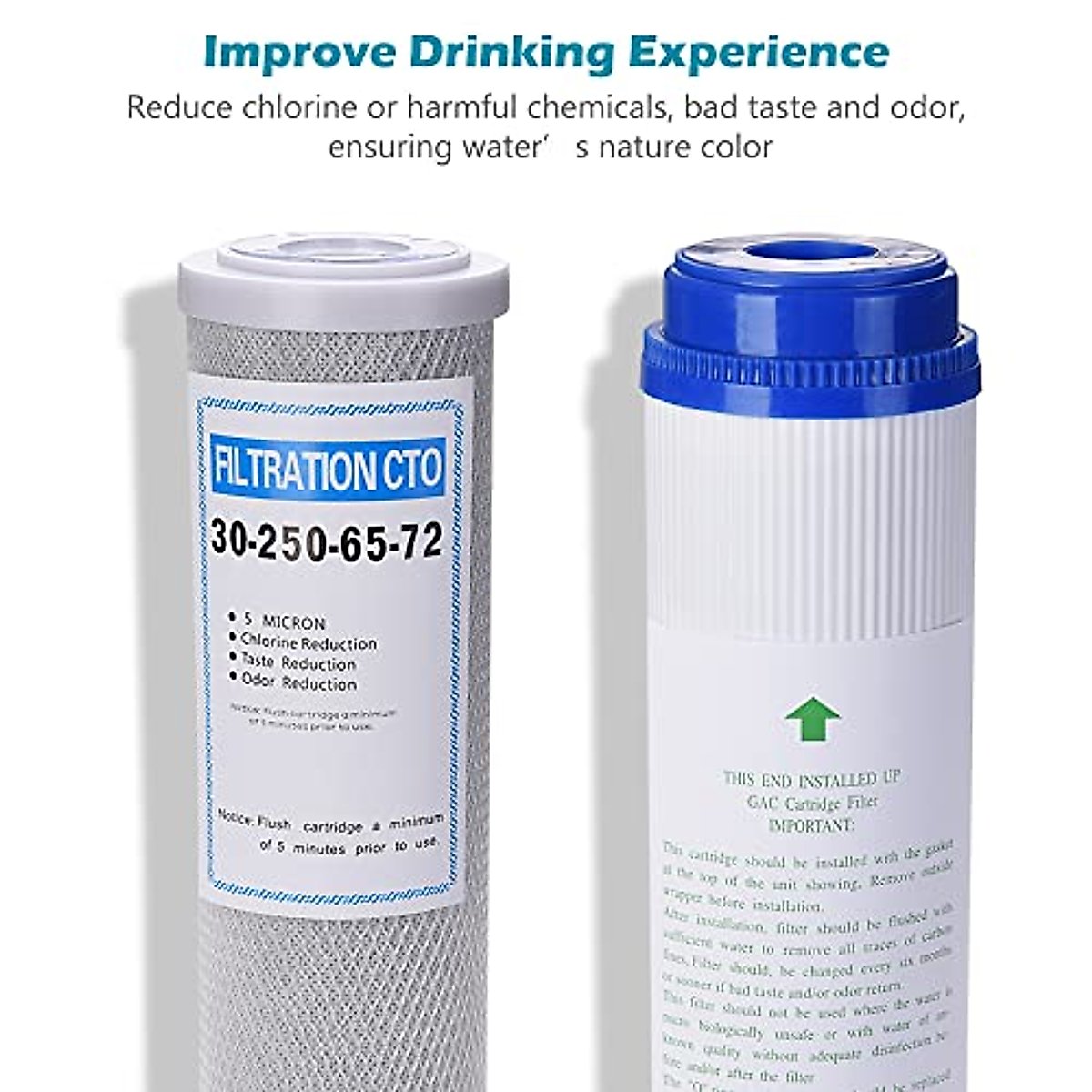 Yescom 9 Pcs Filter Replacement for Reverse Osmosis Set RO Water Sediment Carbon Block GAC