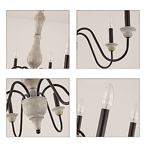 MEIXISUE French Country Chandelier,Farmhouse Vintage Antique Chandelier Pendant Light Fixtures for Kitchen Island Dining Room Living Room Foyer Entryway Office UL Listed