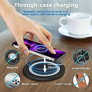 Desk Wireless Charger,JE Make IT Simple Desktop Grommet Power Wireless Charging Pad, for iPhone, Samsung, Airpods and All Phones with Wireless Charging (Black)…