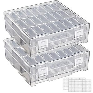 JIZIYRUO Clear Bead Organizer Box, 24Pcs Small Plastic Bead Storage Containers, Mini Rectangle Storage Boxes with Hinged Lids for Beads Seeds Jewelry Rhinestones Crafts Small Items (2 Pack)