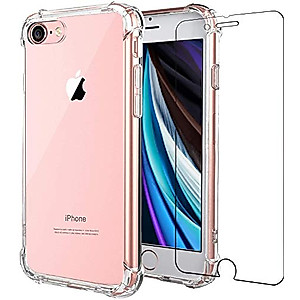 iPhone SE 2nd 2020 New/iPhone SE 3 2022, iPhone 8, iPhone 7 Case, Screen Protector Slim Shock Absorption Reinforced Corner Soft TPU Silicone Clear iPhone SE 3 2022 Case 4.7" (Clear)