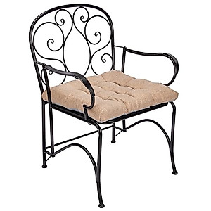 POMIU Outdoor Chair Cushions for Patio and Garden Furniture, Chair Pads Set Premium Comfortable Thick Fiber Fill Tufted Seat Floor Cover (2 Pack, 19" x 19", Khaki)