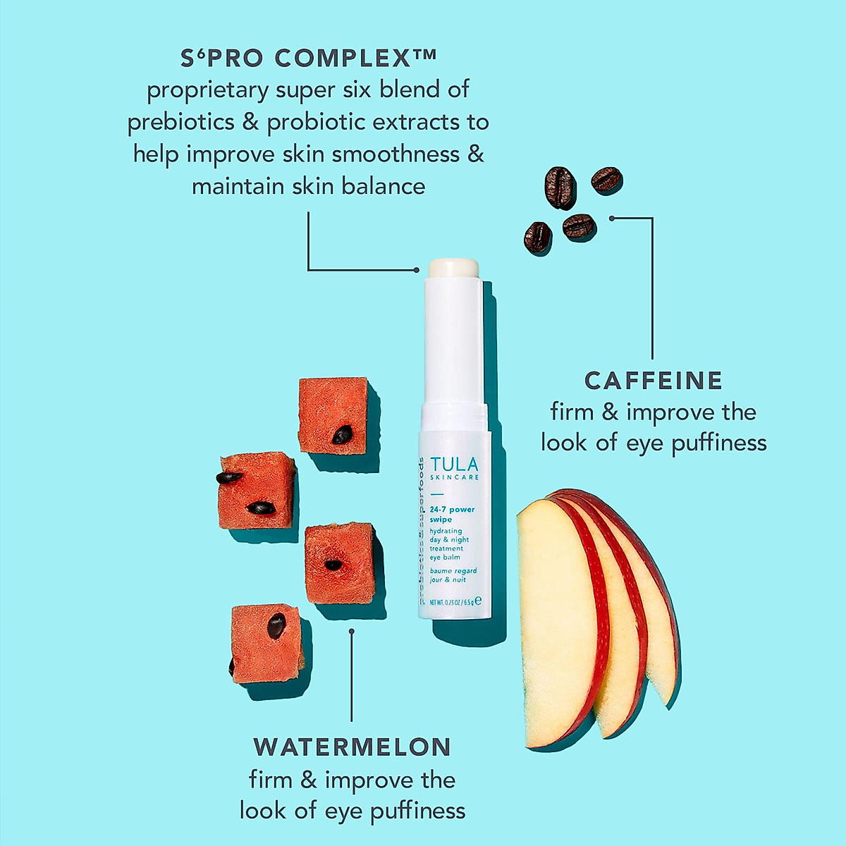 TULA 24-7 Power Swipe Hydrating Eye Balm | Dark Circle Treatment, Instant Brightening, Portable | 0.23oz