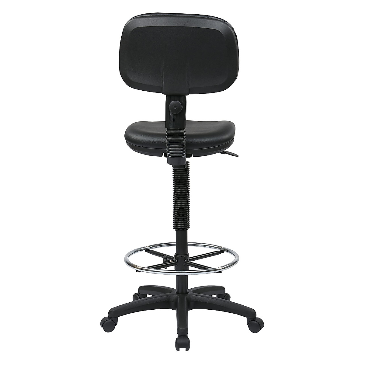 Office Star DC Series Adjustable Drafting Chair with Foot Ring and Sculptured Foam Seat, Black Vinyl
