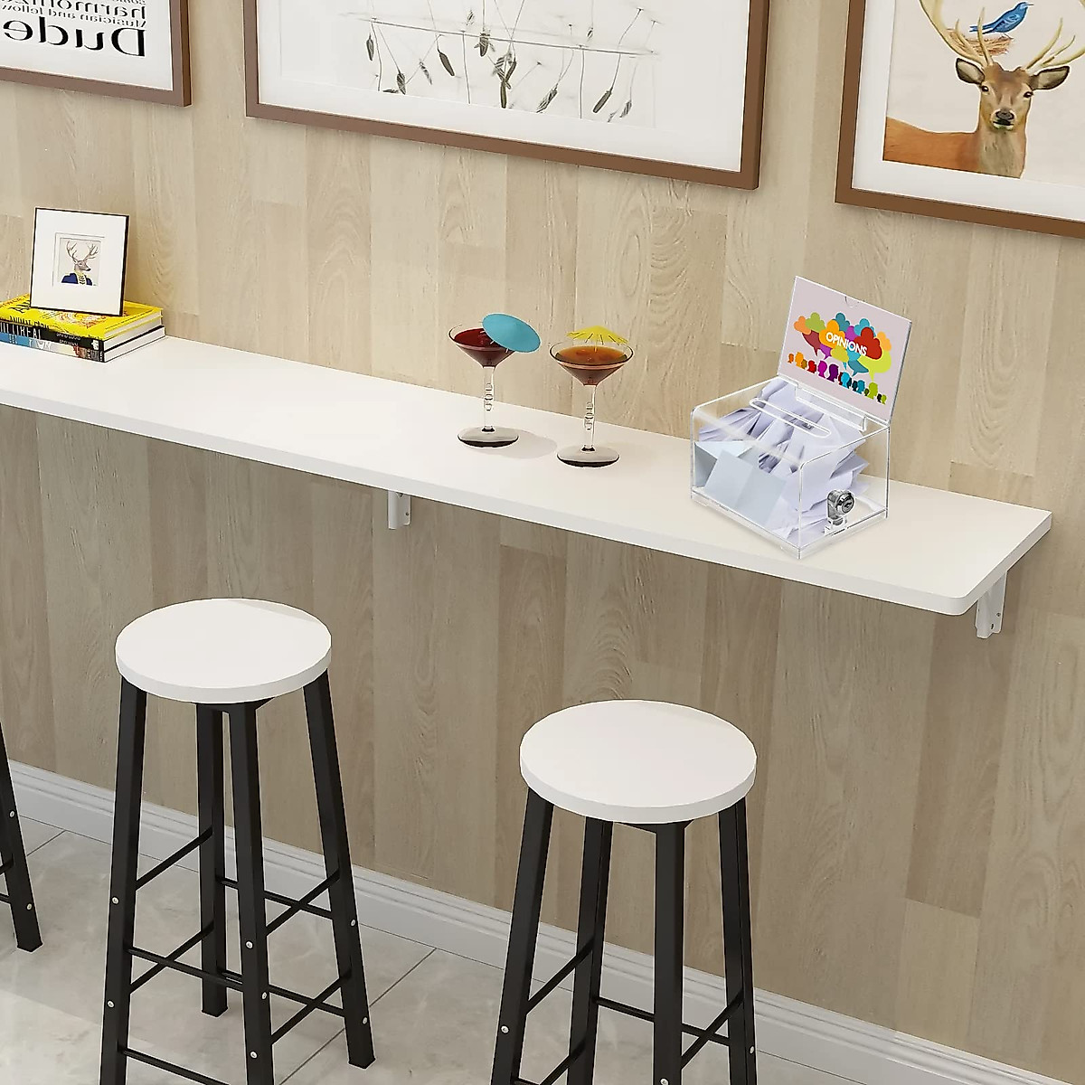 KYODOLED Clear Donation Box with Lock,Ballot Box with Sign Holder,Suggestion Box Storage Container for Voting, Raffle Box,Tip Jar 6.2" x 4.6" x 4.0"