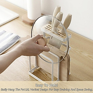 Knife Holder, Caliamary Kitchen Cabinet Knife Holder without Knives, Universal Metal Knife Block Cutting Board Organizer, Kitchen Storage Organizer. (White)