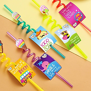 24 Reusable Ice Cream Straws for Birthday Party Supplies | Party Favors with 2 Cleaning Brush