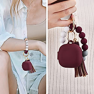 Filoto Case for Samsung Galaxy Buds 2 (2021) / Galaxy Buds Pro (2021) / Galaxy Buds Live/Buds 2 Pro, Cute Silicone Earbuds Protective Case Cover with Bracelet Keychain (Burgundy)