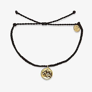 Pura Vida Bracelet Gold Crystal Mountain Coin Charm Bracelet - Handmade with Czech Crystal, Adjustable with Waterproof Band - Stackable Bracelets, Handmade Braceletss - Black