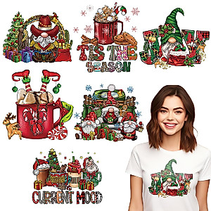 Christmas Iron On Transfers Christmas Decor Iron On Patch Snowman Letter Heat Transfers Vinyl Xmas Truck Sticker for T-Shirt Heat Transfer Fashion Appliqued DIY Decor Craft Party Supplies 6PCS