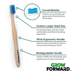Grow Forward Premium Bamboo Toothbrushes Soft Bristles Toothbrushes - Manual Toothbrush Pack of 8 - Aesthetic Wooden Look - Natural Eco Friendly Sustainable Biodegradable Adult Tooth Brush