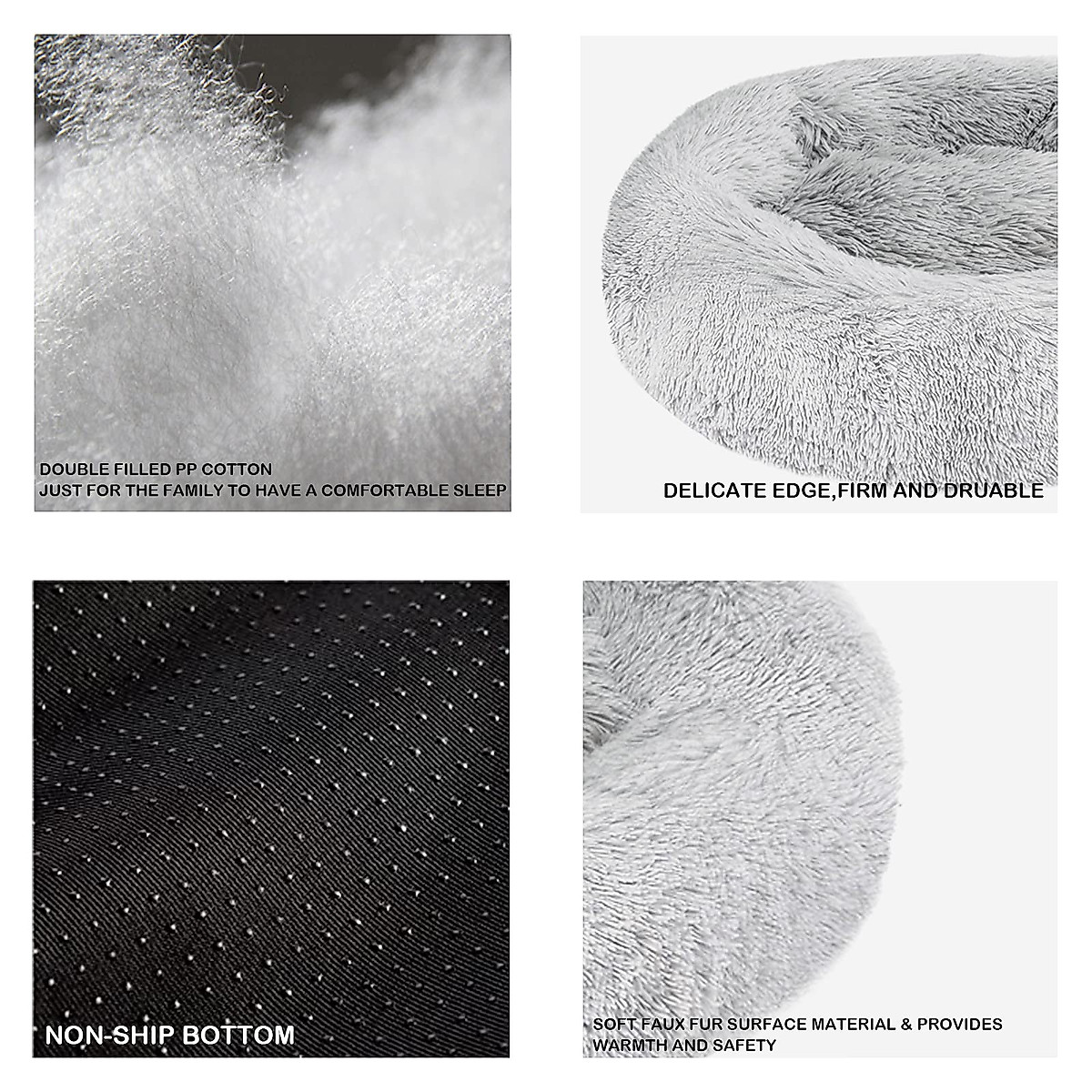 Calming Dog Bed Cat Bed, Washable Round Dog Bed - 23/30/36 inches Anti-Slip Faux Fur Donut Cuddler Cat Bed for Small Medium Large Dogs - Fits up to 25/45/100 lbs - Waterproof Bottom