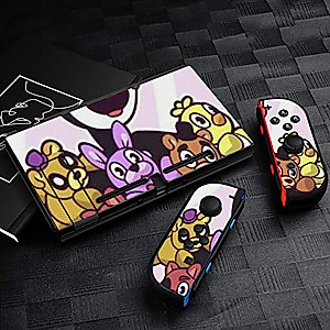 FNAF Decals Stickers Set Faceplate Skin +2Pcs Screen Protector for Nintendo for Switch Console & Joy-Con Controller & Dock Protection Kit