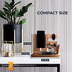 umbobee Mens Docking Station – Wood Phone Docking Station, Acacia Wood Nightstand Organizer Charging Station, Wooden Docking Station, EDC Stand, Gadgets for men, Anniversary Birthday Christmas Gifts