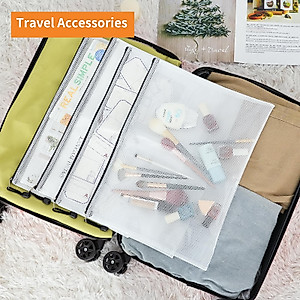 EOOUT 24pcs Mesh Zipper Pouches, A3 Size Waterproof Black Zipper Bags, Water-Resistant Plastic Document Pouch for School Office Supplies, Puzzles & Games Organizing Storage