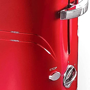 Nostalgia Adjustable 5 Setting Retro Pop Up Hot Dog Toaster, Fits 2 Regular or Extra Plump Hot Dogs and 2 Buns with Removable Cage and Mini Tongs, Red