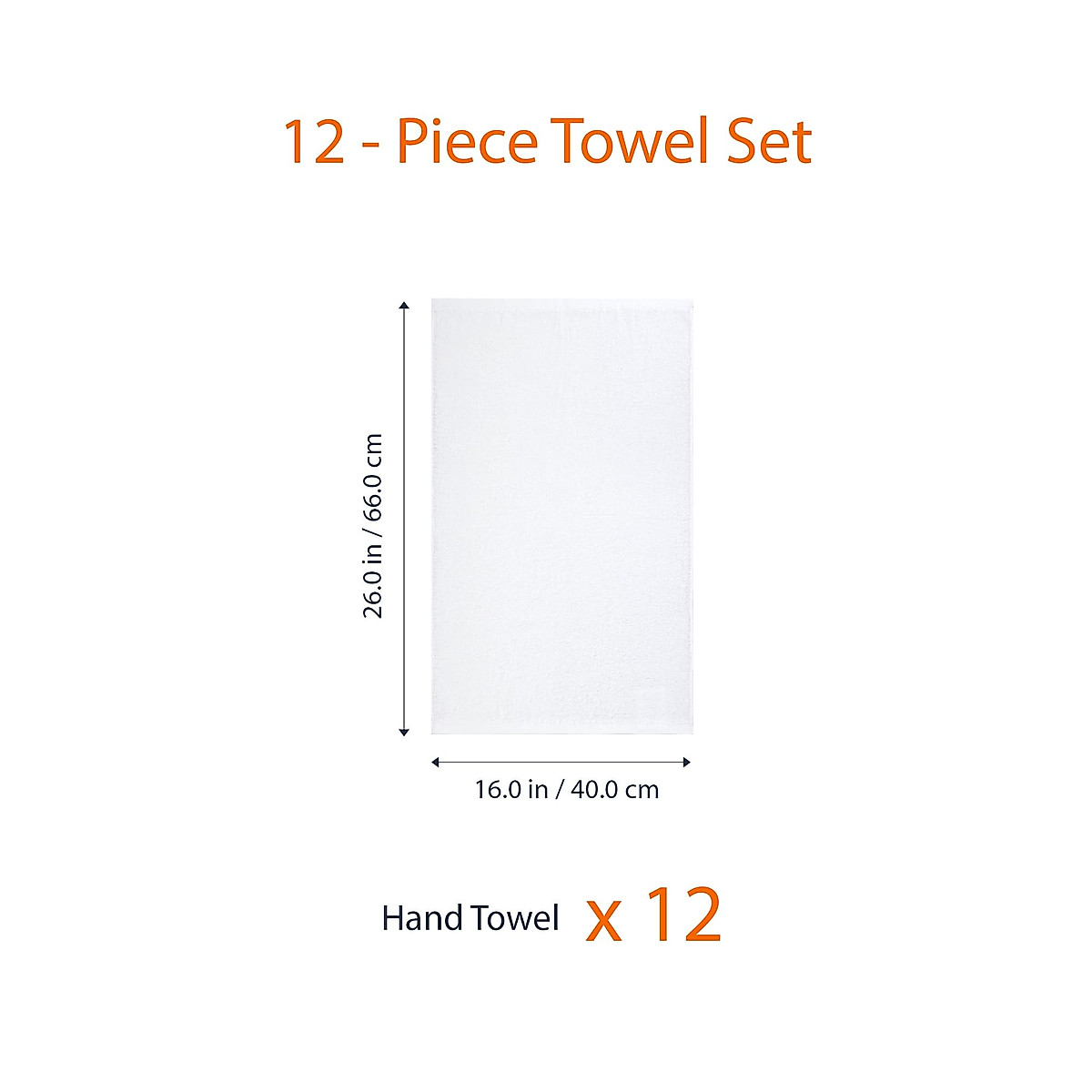 Amazon Basics Cotton Hand Towel - 12-Pack, White