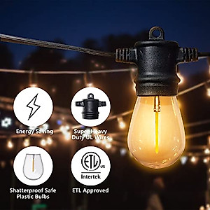 SUNTHIN Outdoor String Lights, 48FT Patio Lights with 16 LED Shatterproof Bulbs for Outside, Backyard, Deck, Porch, Garden, Bistro, Cafe, Party