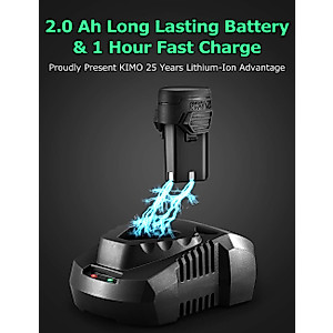 KIMO Cordless Electric Ratchet Wrench Set, 40 Ft-lbs, 400 RPM, 3/8" 12V Cordless Ratchet Kit w/ 60-Min Fast Charge, Variable Speed Trigger, 2.0Ah Lithium-Ion Battery (1 Battery)