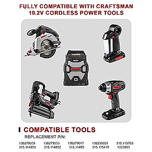 Upgraded 19.2 Volt 3.6Ah Ni-MH Replacement Battery Compatible with Craftsman C3 DieHard 130279005 130279003 130279017 315.113753 315.115410 315.11485 1323903 1323517 Cordless Power Tools 2 Pack