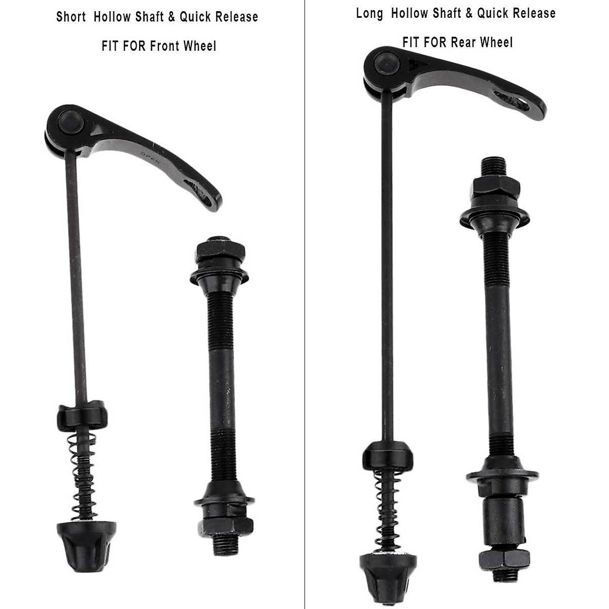 PETIT MANON 1 Pair Bike Quick Release Skewer Axle Wheel Hub Hollow Shaft Front/Rear Set Fit for Mountain Bike, MTB