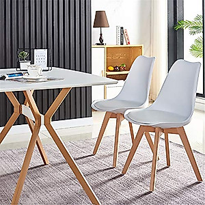 Hommoo Rectangle Dining Table Modern Kitchen Table Tea Coffee Table with White MDF Top and Wood Legs for Kitchen and Dining Room