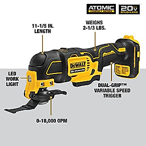 DEWALT ATOMIC 20V MAX* Oscillating Tool, Cordless, Oscillating, Tool only (DCS354B)