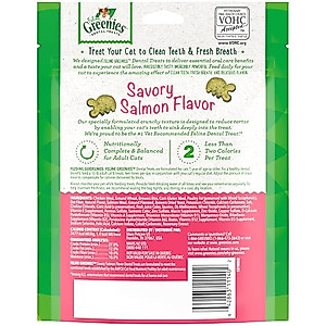 FELINE GREENIES Adult Natural Dental Care Cat Treats, Savory Salmon Flavor, 4.6 oz. Pouch