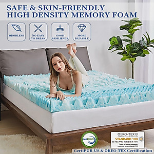 DQZ 3 Inch King Mattress Topper 7-Zone Memory Foam Mattress Topper - Cooling Gel Infused Foam Mattress Pad - Upgraded Ergonomics Memory Foam Mattress - CertiPUR-US and Oeko-TEX Certification