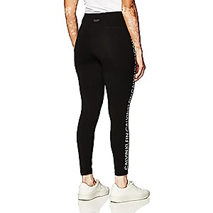 Calvin Klein Women's Premium Performance Double Waistband Moisture Wicking Legging (Standard and Plus), White, Small