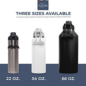 ORCA Hydra 22oz | Insulated, Stainless Steel Water Bottle with Powder Coat Finish & Silicone Grip Whale Tale Handle, Dishwasher Safe Sports Bottle — Olive Topo