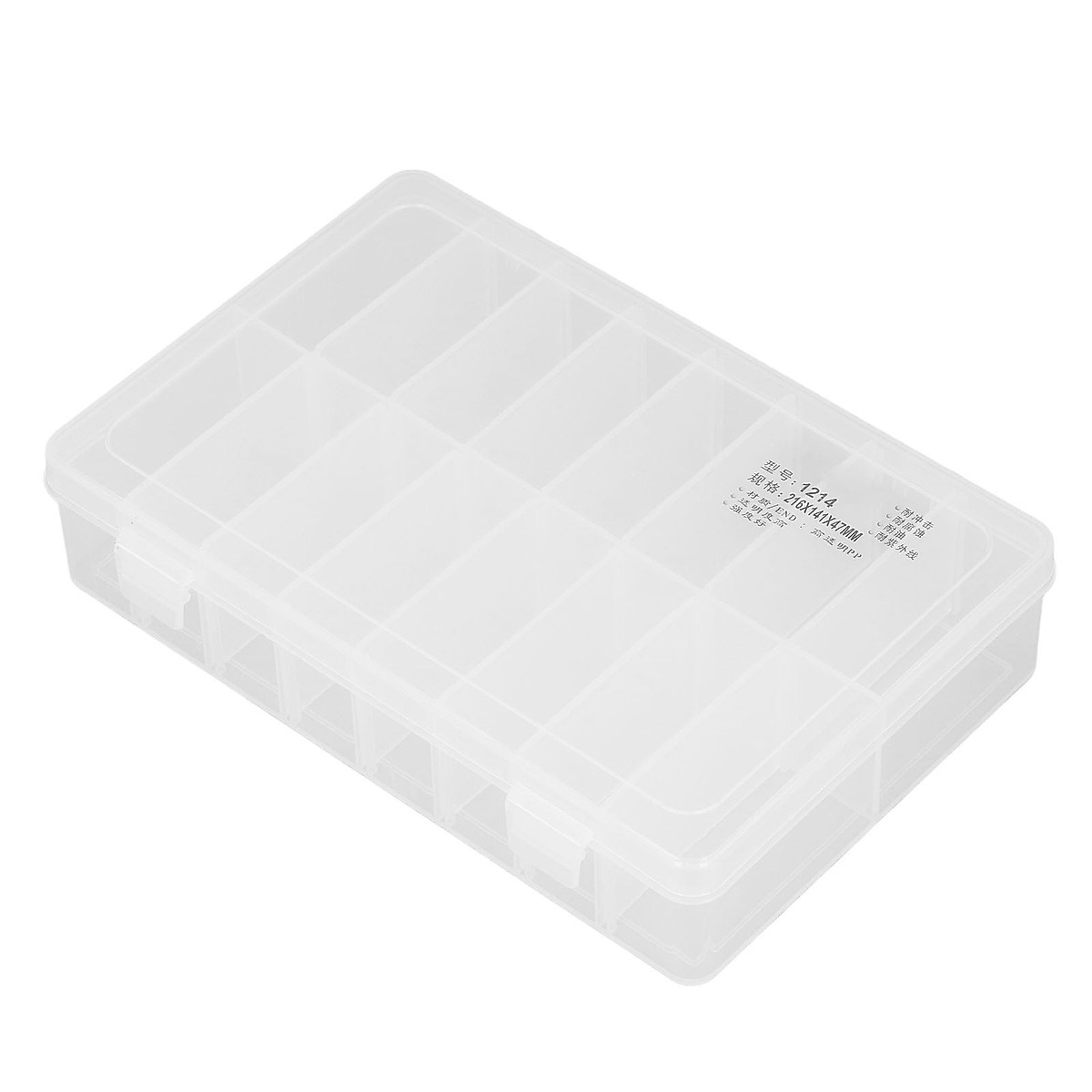 16 Compartment Organizer Box, 16 Compartment Clear Parts Box Adjustable Jewelry Organizer Container, Hooks & Hangers