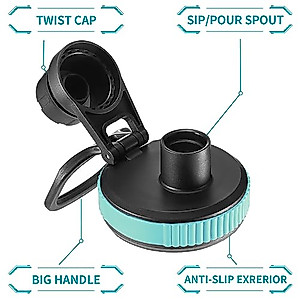 Spout Lid for Hydro Flask Wide Mouth Sport Water Bottles, Replacement Lid Accessories for Hydro Flask Chug lid with Big Handle Easy to Carry, Fits Most Wide Mouth Bottles