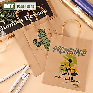 Moretoes 125pcs Paper Bags with Handles, 8x4x10 Inch Medium Sizes Gift Bags Bulk, Brown Paper Bags for Small Business, Shopping Bags, Retail Bags, Party Bags, Favor Bags