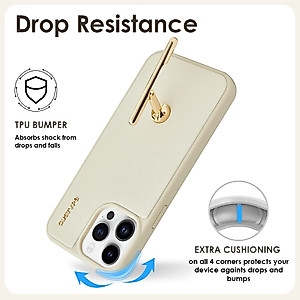 CUSTYPE Case for iPhone 13 Pro Max with Stand, Compatible with Wireless Charging, [2-Way Stand] Metal Kickstand,Slim Fit Leather Shockproof Protective Case for Apple 13 Pro Max 6.7inch Beige