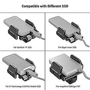 SMALLRIG SSD Mount Bracket SSD Holder for Samsung T5 SSD, for SanDisk SSD, for SanDisk SSD T5, Compatible with SMALLRIG Cage for BMPCC 4K & 6K, for Z Cam E2 & for Sigma fp - BSH2343