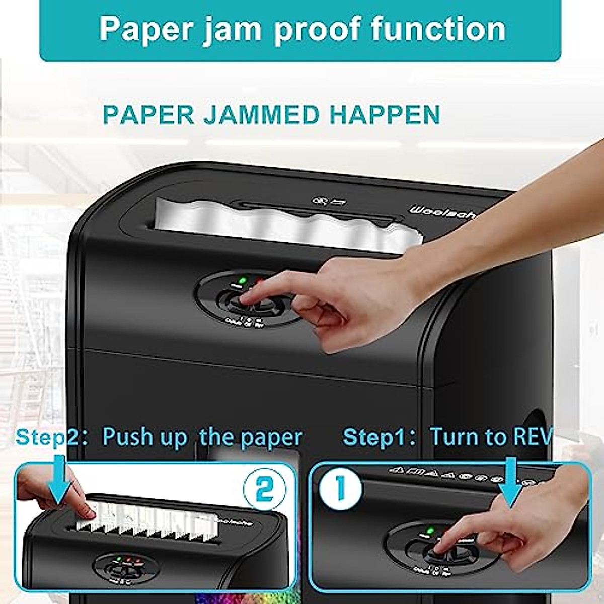 Woolsche Paper Shredder, 10-Sheet Micro Cut with 4.76-Gallon Pull Out Basket, P-6 Security Level, 3-Mode Design Shred Paper and CD/Credit Card, Durable&Fast with Jam Proof System Shredder for Office
