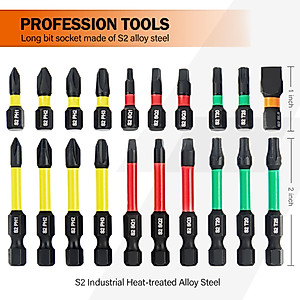 KENDO 22 Piece Impact Hex Head Wrench Bit Set with Magnetic CNC Machined Tip, 1/4 Hex Shank S2 Steel Hex Bits, 2" Long, 20+1 Pack (Metric and SAE)