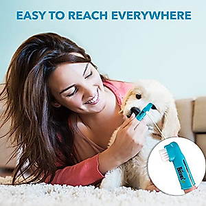 BOSHEL 3 Pc Dog Toothbrush - 2 Dog Tooth Brush + Dog Finger Toothbrush, Dual Headed Toothbrush For Dogs, Dog & Cat Toothbrush For Small & Large Breeds, Dog Tooth Brushing Kit, Puppy Toothbrush For Pet