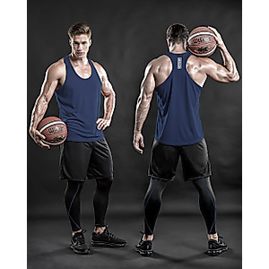 DRSKIN Men's 3 Pack Dry Fit Y-Back Muscle Tank Tops Mesh Sleeveless Gym Bodybuilding Training Athletic Workout Cool Shirts (BTF-ME-TA-(B,N,G), XL)