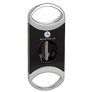 Mantello V-Cut Cigar Cutter Gloss Black in Gift Box