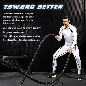 CARGFM Men's Compression Shirts Long Sleeve Gym Athletic Gym Workout Undershirts Active Dry Fit Base Layer Running Top White