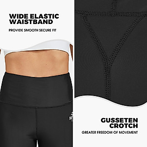 FitsT4 Sports Women's Swimming Leggings UPF 50+ High Waisted with Pockets Swim Pants Full Length Swimming Tights Sun Protective Black M