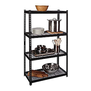 Iron Horse 2300 Deck Wire Shelving Unit, 4 Shelf, 18" X 36" X 60", Black, 18"D x 36"W x 60"H, Black & Zinc
