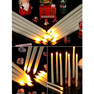 36 Pieces Flameless Taper Candles 11 Inch Flickering Candle Lights Faux LED Candles Battery Operated Candles Electric Fake Candles for Christmas Halloween Birthday Wedding Party Supplies (Ivory)