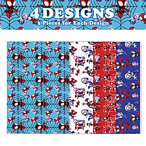 4 Pcs Spi-dey and His Amazing Wrapping Paper for Baby Shower Spi-dey and His Amazing Birthday Party Decorations Wedding DIY Crafts Gift Packing, 20 x 30 Inch