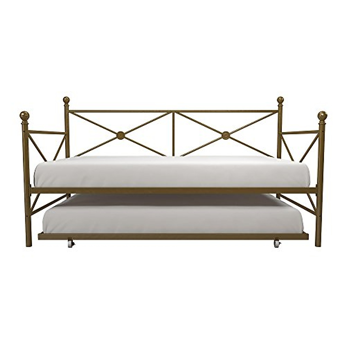 DHP Lina Metal Daybed with Trundle, Twin Size Sofa Bed Frame, Gold