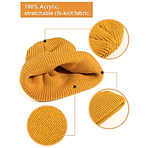 SATINIOR 2 Pieces Winter Short Fisherman Beanie Hat Trawler Beanie Watch Hat Edge Skullcap for Men (Black and Yellow)