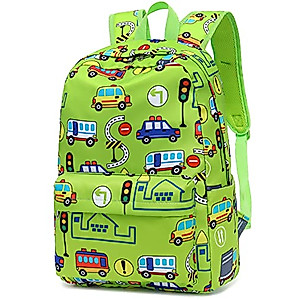 CAMTOP Backpack for Kids Boys Preschool Backpack with Lunch Box Toddler Kindergarten School Bookbag Set (Age 3-9,Car Printing)