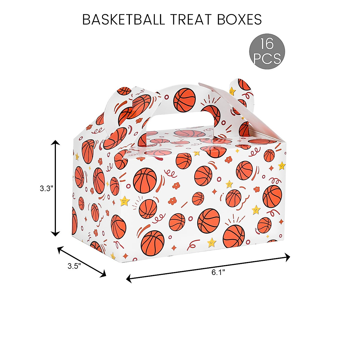 JOHOUSE 16PCS Party Favor Boxes, Basketball Party Favors Boxes Goodie Bags Treat Boxes for Sports Birthday Party Decorations 6.1×3.5×3.3 inch